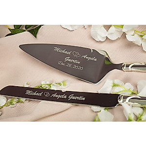 Lenox Bridal Personalized Adorn Wedding Bundle, Includes Custom Engraved Wedding Cake Knife and Server Set and Pair of Wedding Champagne Flutes for Bride and Groom