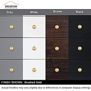 QOGRISUN 10-Pack Solid Brass Cabinet Knobs, Round Ball Gold Knobs for Dresser Drawer, 1.1-Inch Diameter, Sphere Cabinet Pulls, Brushed Brass Finish