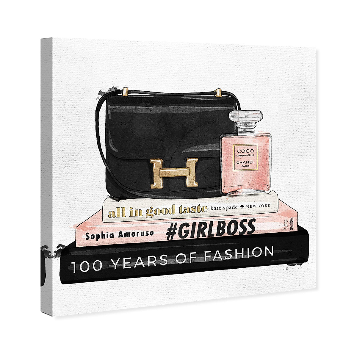 Wynwood Studio Fashion and Glam Wall Art Canvas Prints 'My Always Essentials' Home Décor, 12" x 12", Black, Pink