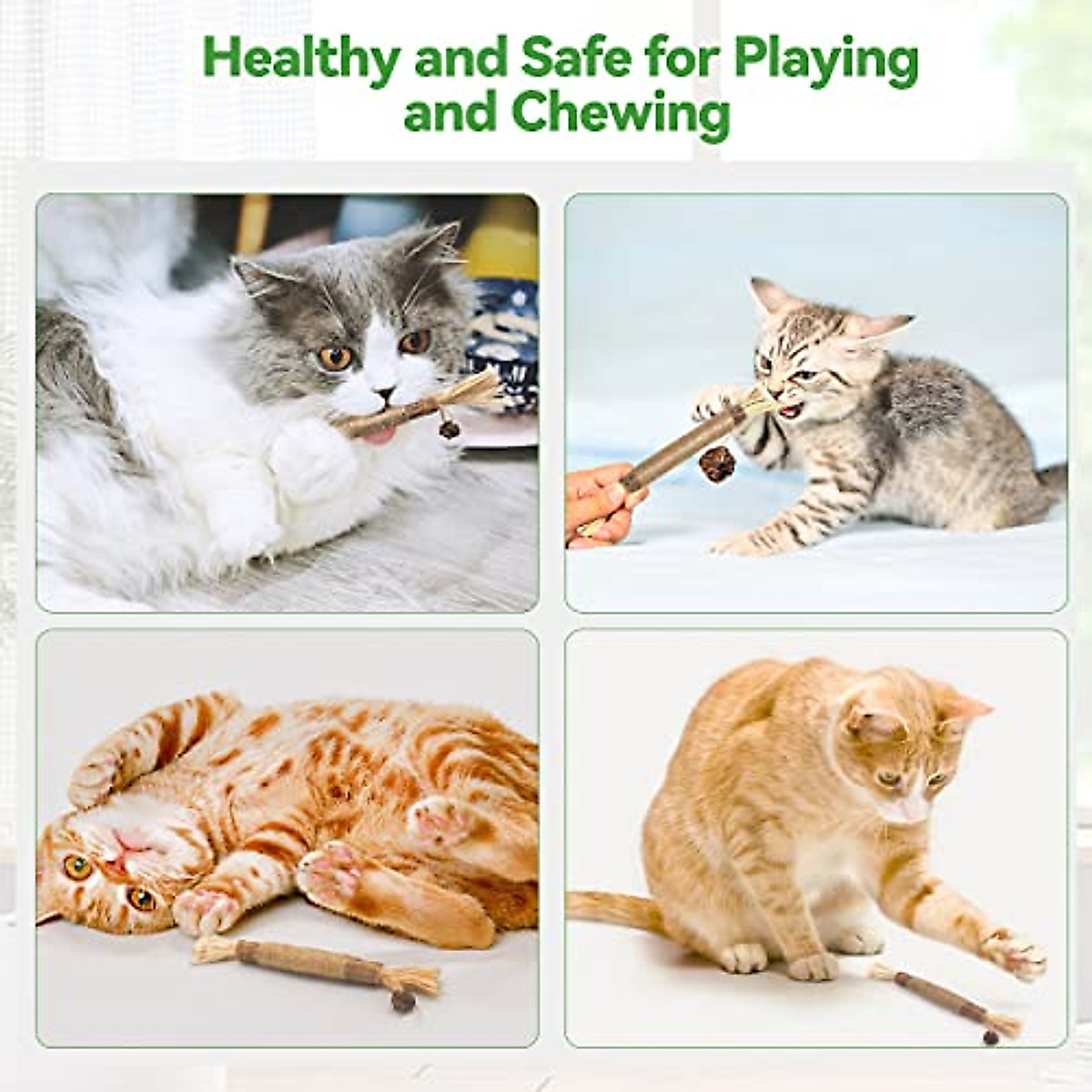 Aucenix Silvervine Sticks for Cats Lick - Silvervine Blend Sticks for Kittens Chewing,Natural Silvervine Cat Chew Sticks for Teeth Cleaning and Stress Release