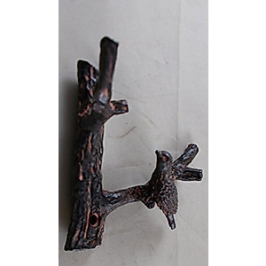 Iron Coat Hook Bird on Tree Branch