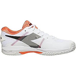 Diadora Trofeo W All Ground Pickleball Tennis Shoes (White/Black/Vermillion, 9)