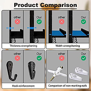 【Upgraded】Key Holder, Thick Back Panel and Widened Shelf - 5 Heavy Metal Hooks, 11.75x3.13x7 in Decorative Key and Mail Holder for Walls, Corridor Kitchen Farmhouse Decoration Key Rack, Black (Black)
