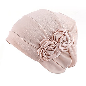 HONENNA Chemo Turban Headband Scarf Beanie Cap Hat for Cancer Patient (Cream-Coloured)