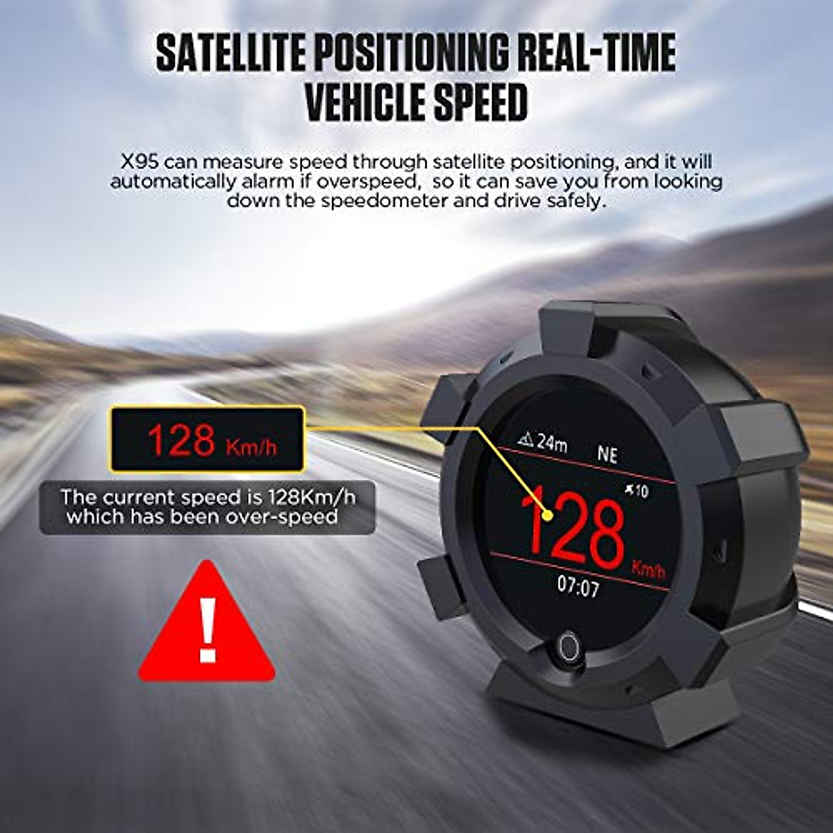 Car Angle GPS Slope Meter Car Inclinometer Level Tilt Gauge with Car HUD Speedometer MPH KMH for DC5-28V Off-Road and All Vehicle