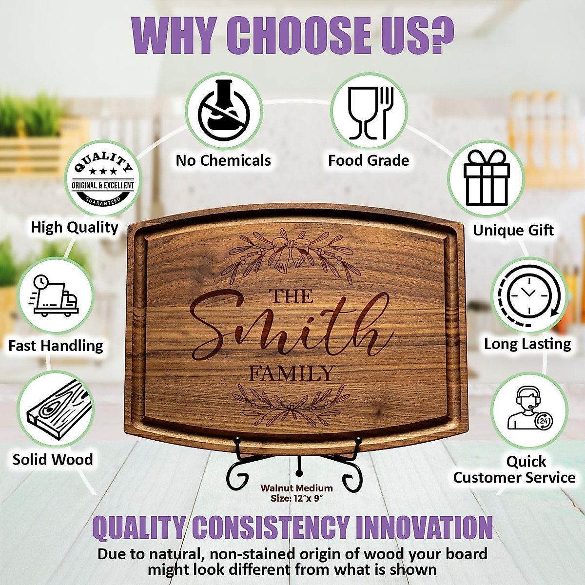 Tayfus Personalized Christmas Cutting Board Collection - Unique Christmas Themed Custom Engraved Chopping Blocks - Perfect Customized Gift Idea For Couples, Friends, Families And Parents