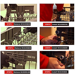 (Packs of 10) W10350376 (2) W10195840 (2) W10195839 (2) W10250160 (2) W10508950 (2) for Dishwasher Parts Upper Rack,0.9" Diameter Wheel, kitchen Aid kenmore Dishwasher Replacement Parts