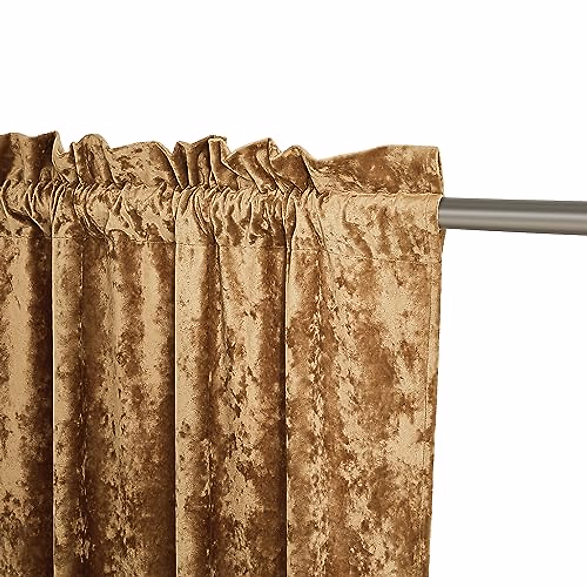 Chezmoi Collection Lux Caramel Gold Crushed Velvet Curtains 2 Panel Set - 96 inches Long Room Darkening Luxury Distressed Velvet Rod Pocket Window Drapes for Living Room Bedroom 50" W x 96" L