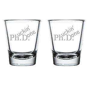 MIP Set of 2 Shot Glasses 1.75oz Shot Glass PHD Phuckin Done Graduation Gift Student Funny