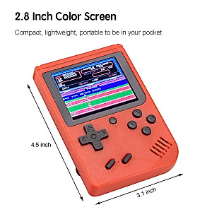 Handheld Games Retro Mini Video Games，Handheld Game Console with 400 Classical FC Games 2.8" Color Screen，Birthday for Boys Girls and Adults (Gameconsole-Red)