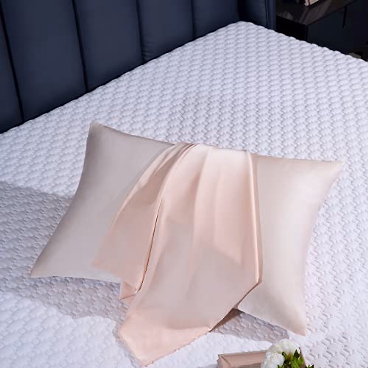 BEIJOEY 100% Mulberry Silk Pillowcase for Hair and Skin,with Hidden Zipper,Both Sides 19 Momme 600 Thread Count Natural Silk Pillow Cover,Soft Breathable Smooth (Light Pink, Standard 20''x26'')