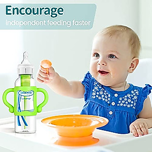 Bottle Handles for Dr Brown Narrow Baby Bottles, Baby Bottle Holder with Easy Grip Handles to Hold Their Own Bottle,Help Baby Transition from Bottle to Cup,BPA-Free Soft Silicone,Pack of 4