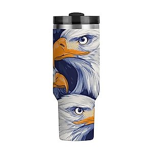 Selerdon 40 oz Tumbler Eagles Blue with Handle and Straw Lid Vacuum Stainless Steel Insulated Water Bottle Travel Mug Car Cup Holder Friendly BPA Free for Gym Travel Office