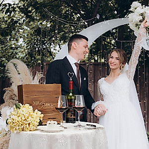 AW BRIDAL Mr & Mrs Wine Glasses Set of 2, Wedding Gifts Bridal Shower Gifts Engagement Gifts Wedding Gifts for Couples Bride - Wine Opener Wine Stopper with Engraved Wooden Keepsake Box