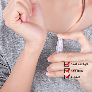 Fandamei 60 Pack 3ml Mini Clear Plastic Spray Bottle Empty Cute Perfume Atomizer for Cleaning, Travel, Essential Oils, Perfume.