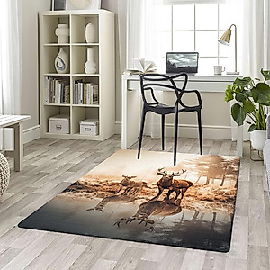 SATIGI Deer Area Rug, Deer Rugs Soft Machine Washable, Deer Animal Print Rug for Hunters Adults, Deer Rug for Kitchen Bathroom Living Room (Deer Style 01)