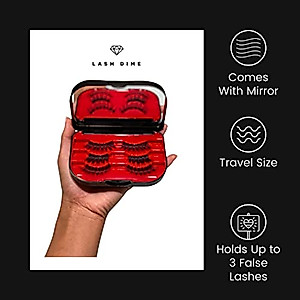 Lash Dime 3 Tier Eyelash Case - Holder, Easy to Open Lash Storage Case, Lash Case Perfect for Travel, Eyelash Holder Organizer, False Eyelash Case, Mirror Included