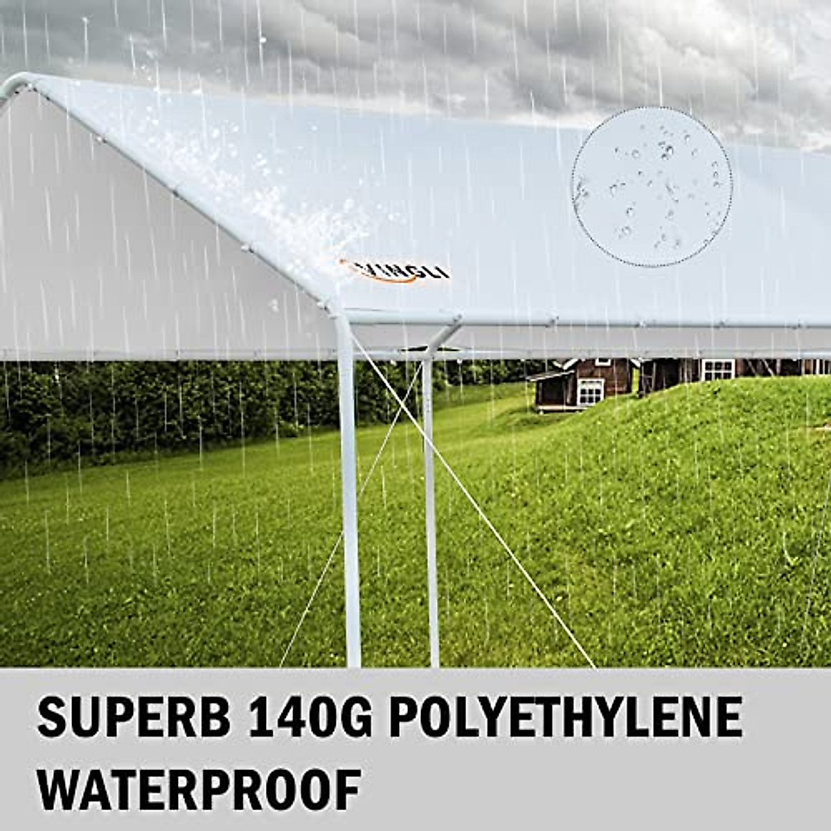 VINGLI 10X20 Upgraded Carport Canopy Tent for Car Heavy Duty, Waterproof Panels Garage Vehicle Sunshine Boat Shelter, Outdoor Car Port Party Tent Garden, White