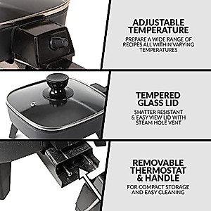 HomeCraft 7-Inch Electric Non-Stick Skillet, Adjustable Temperature Control, Cool-Touch Handle with Tempered Glass Lid, Perfect For Healthy Keto & Low-Carb Diets, Rice Bowls, & Eggs