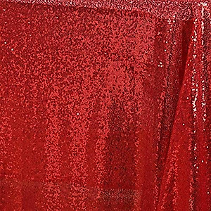 Tableclothsfactory 90x156 Wholesale Rectangle Table Cover Premium Sparkly Sequin Tablecloth for Banquet Wedding Party - Red