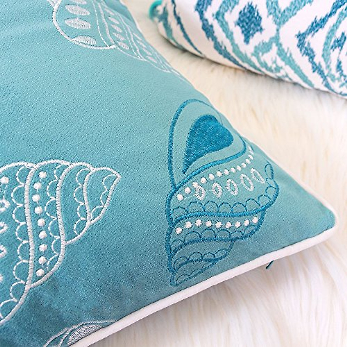 Homey COZY 71156-Seashell Accent Pillow, 1 Count (Pack of 1), Teal