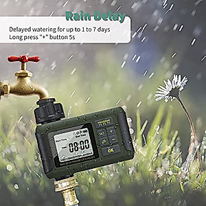 Water Sprinkler Timer, Diivoo Programmable Irrigation Hose Timer with 3 Individual Watering Programs and Rain Delay for Garden Lawn, Pool Filling