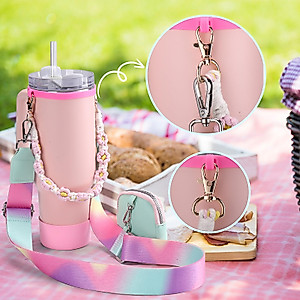 Mity rain Water Bottle Shoulder Strap Set for Stanley Cup, Cup Accessories for Stanley 20oz 30oz 40oz, Including Cup Holder Shoulder Strap with Purse, Carrying Handle Strap, Boot, Cup Ring