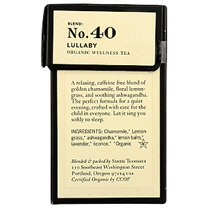 STEVEN SMITH TEAMAKER Smith Teamaker Organic Lullaby Blend No. 40 (Caffeine-free Organic Wellness Tea), 0.95 Oz Tea Bags, 15Count