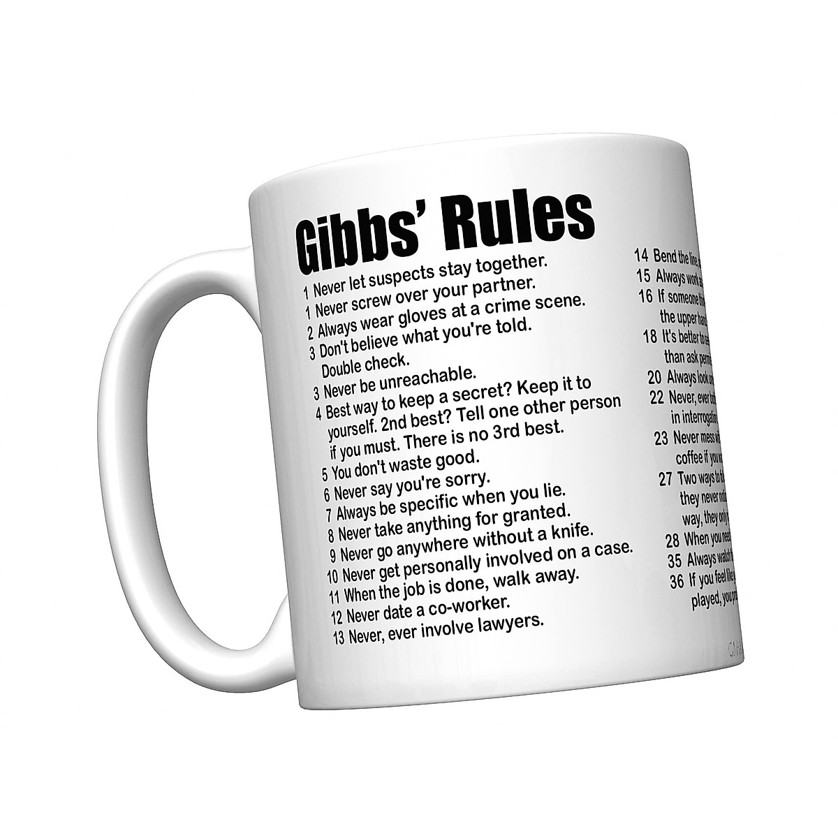 CJ Artisans NCIS 2023 Gibbs' Rules Coffee Mug (All 38 Rules)