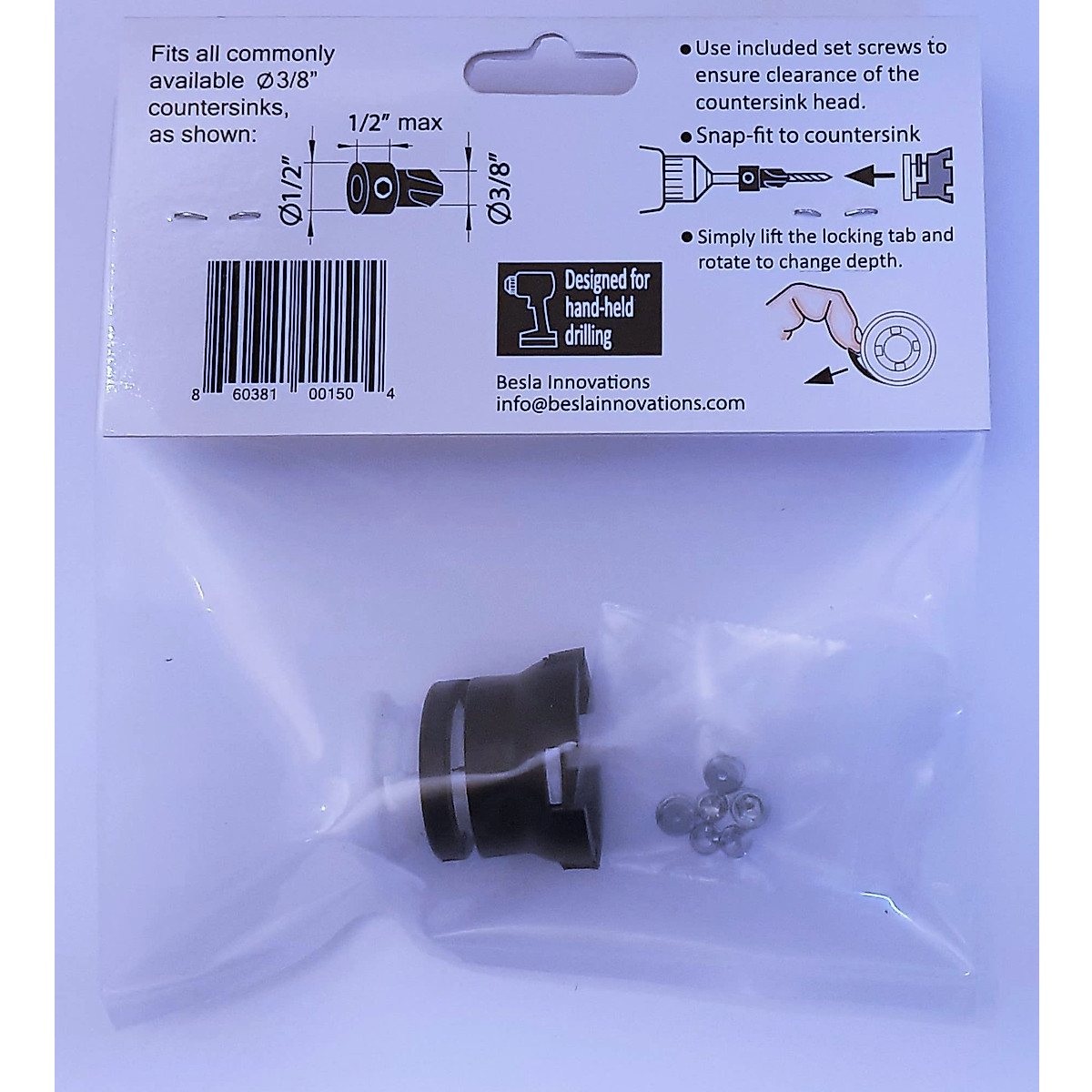 Countersink Buddy Adjustable Depth Stop Attachment for Countersink Drill Bits