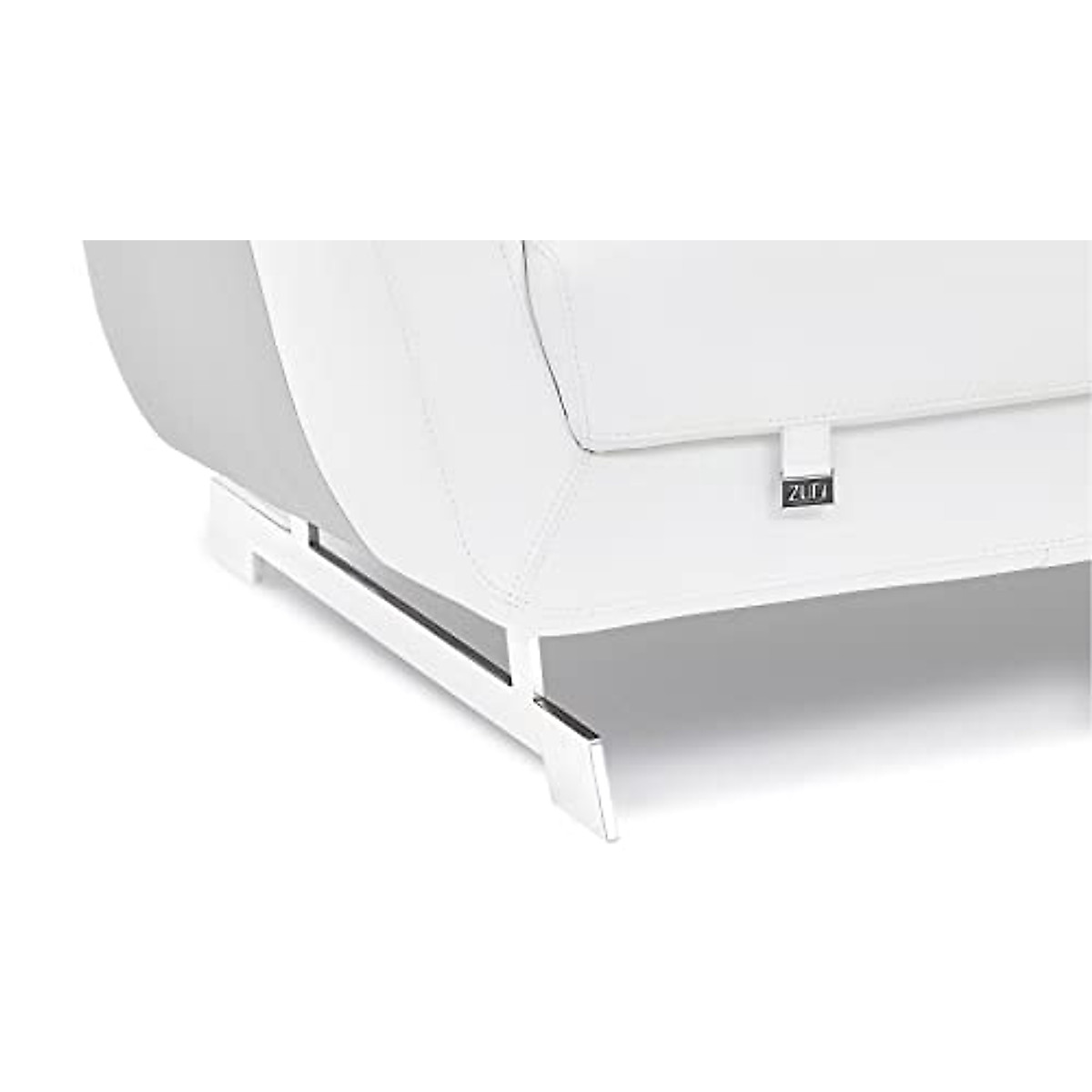 Zuri Furniture Modern Armondo Sofa in Two Tone White Microfiber Leather and Grey Accent