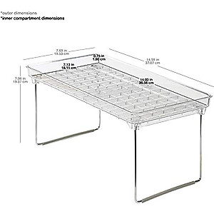 madesmart Clear Stacking Shelf - Medium | CABINET COLLECTION | Organizer for Cabinet or Counter | Collapsible Legs for Storage | Non-slip Rubber Feet |