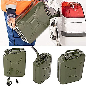 AMZOSS 20L 5 Gallon Metal Gas Can Green with Fuel Can and Spout System, US Standard Cold-Rolled Plate Petrol Diesel Can - Gasoline Bucket (13.78" x 6.5" x 17.91")