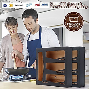 Mohoeey Ziplock Bag Storage Organizer for Kitchen Drawer, Suitable for Gallon, Quart, Sandwich and Snack Variety Size Bag-Black
