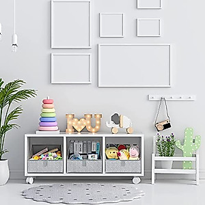 DIMJ Closet Baskets, 3 Packs Trapezoid Storage Cube Bins, Fabric Baskets for Closet Shelves, Foldable Closet Bins for Toys, Baby Toiletry, Office Supplies, DVD, Book