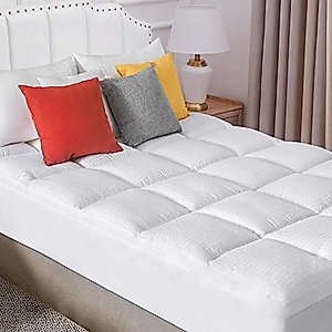 Atarashi 3 Inch Thick Mattress Topper Queen,400TC Pillow Top Mattress Topper,Soft Cotton Mattress Pad Cover,Breathable & Plush Down Alternative Fill,Fit to 8”-21” Mattress,White