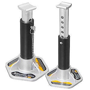 Torin 3 Ton (6,000 LBs) Capacity Aluminum Jack Stands, 2 Pack, Black/Silver, AT43004B