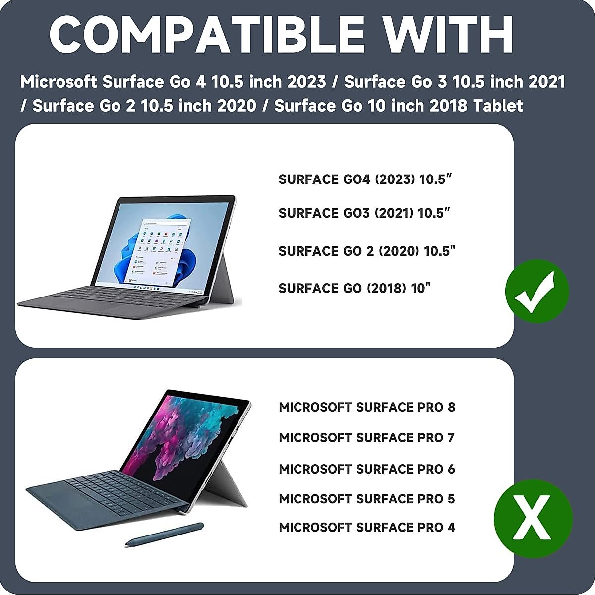 DreamerX Microsoft Surface Go 4 10.5 Inch (2023)/ Surface Go 3 2021/ Surface Go 2 (2020)/ Surface Go Case 10" (2018) with Hand Strap Stand Carrying Shoulder Strap Kids Friendly Shockproof Cover, Black