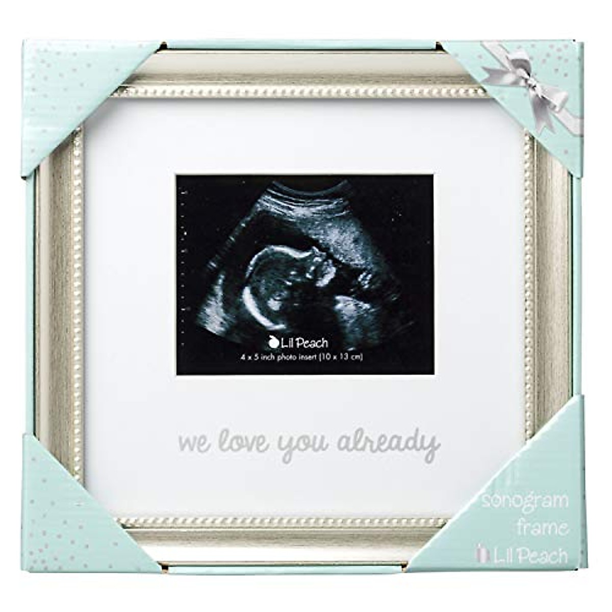 Lil Peach We Love You Already Sonogram Keepsake Frame, Perfect Keepsake for Expecting Parents, Pregnancy Announcement, Silver
