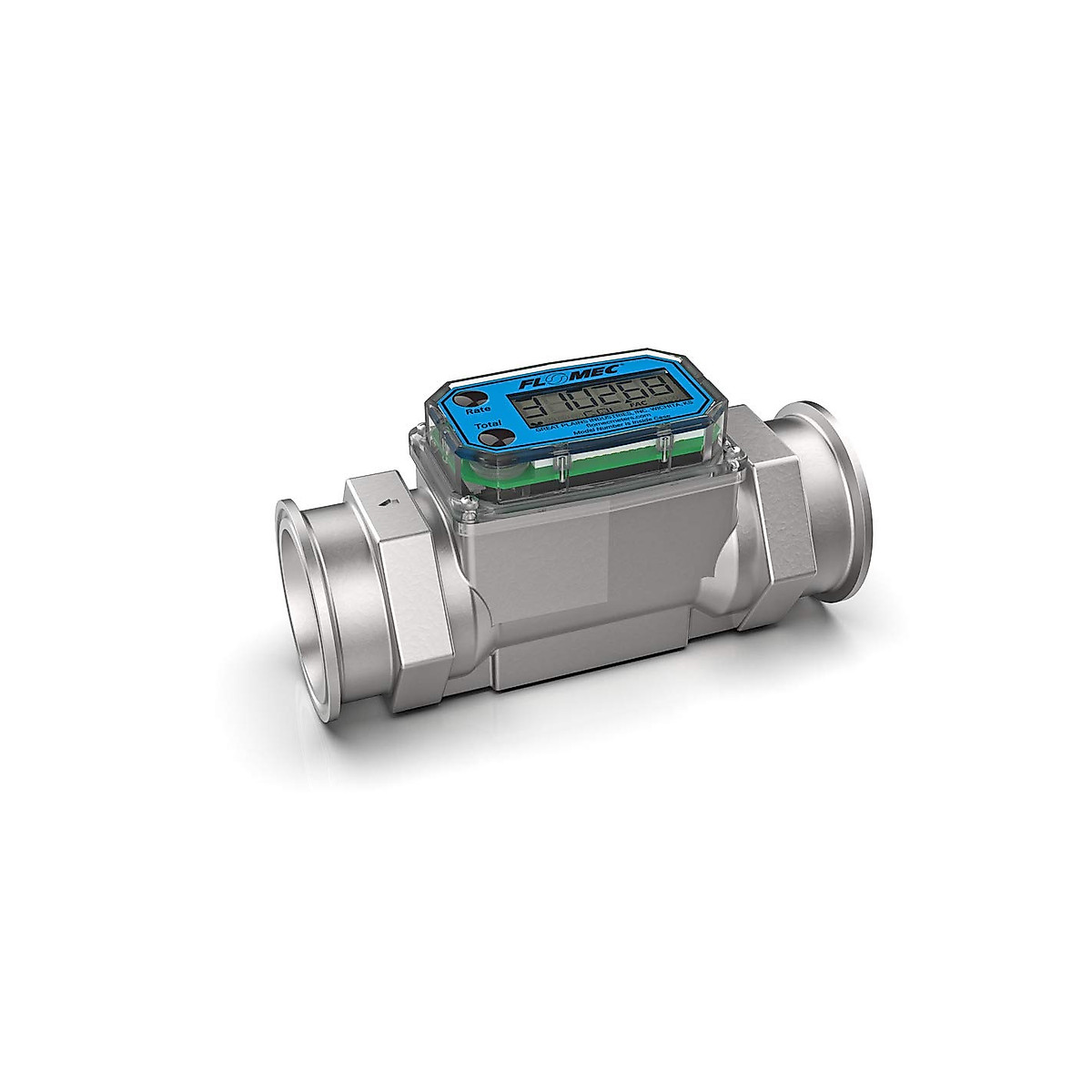 FLOMEC G2S15TQ9GMB, Stainless Steel Housing, 1.5 in. Meter, 2 in. Sanitary Fitting, ± 0.75 Accuracy Readings, 10-100 GPM (38-380 LPM) Flow Rate