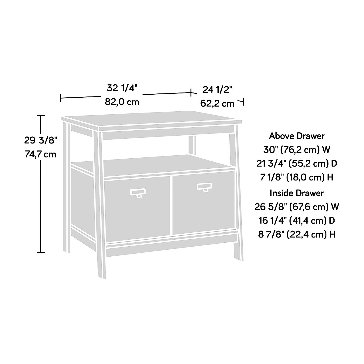 Sauder Trestle 1-Drawer Lateral File Cabinet in Vintage Oak, Vintage Oak Finish