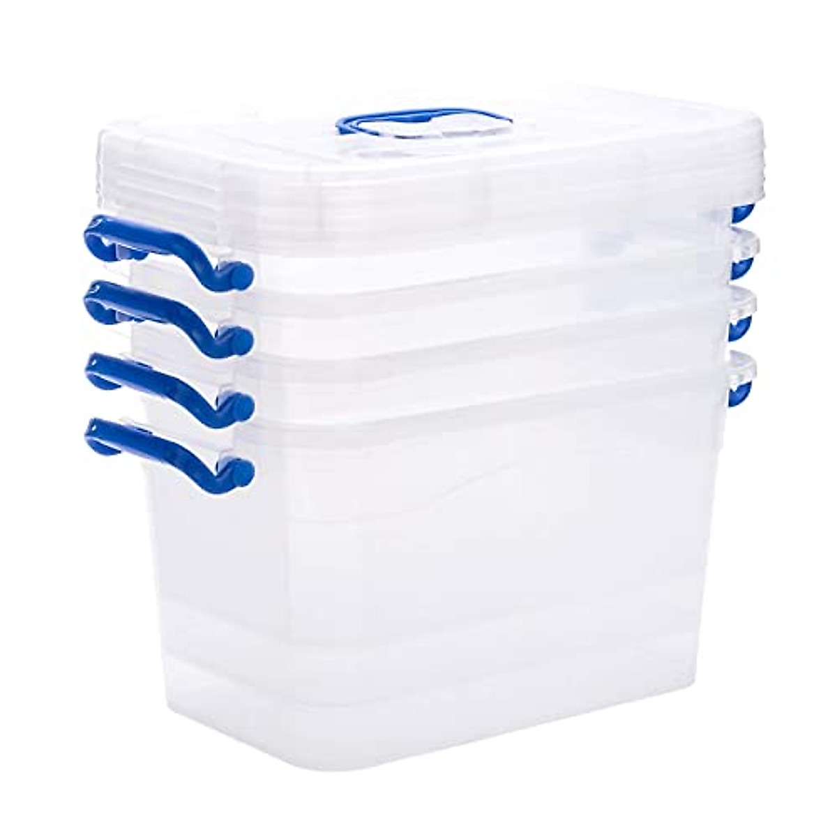 ZHENFAN 6.5 Quart Clear Storage Latch Box/Bin with Lids, 6.5 Liter Plastic Organize Bins with Handle, 4-Pack