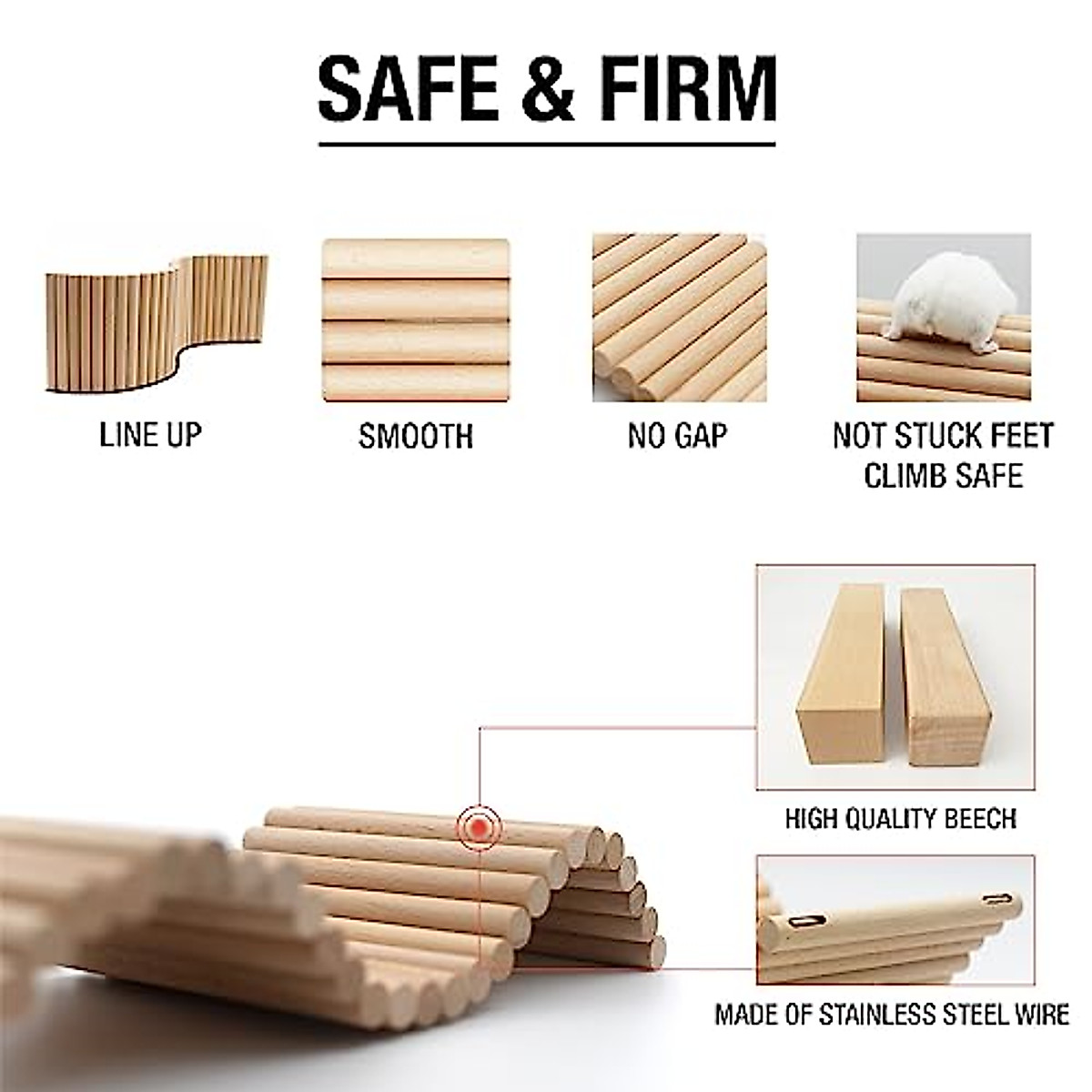 SanmooAio Hamster Ladder,Rat Wooden Bridge for Climbing for Hamsters/Gguinea Pig/Hedgehogs/Gliders/Bird/Rats/Mice and Other Small Animals,Small