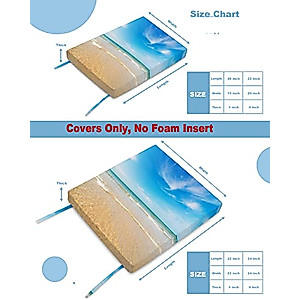 Waterproof Patio Chair Seat Covers Beach Themed Beautiful Blue Sky and Sea 2 Pack Outdoor Cushion Covers,Removable Cushion Slipcovers for Dining Room,Garden,Beach 20x18x4 Inch