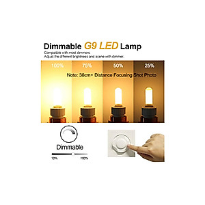 Doodays G9 LED COB Bulb Dimmable 3.5W, 410lm(40W T4 G9 Halogen Equivalent),2700K Soft Warm White, 120V, No Flicker, Chandelier Light Bulb Replacement(6 Pack)