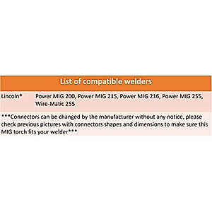 250 Amp MIG Torch Compatible with Lincoln/Tweco - 12 Feet Cable - Two-Pin Signal Connector