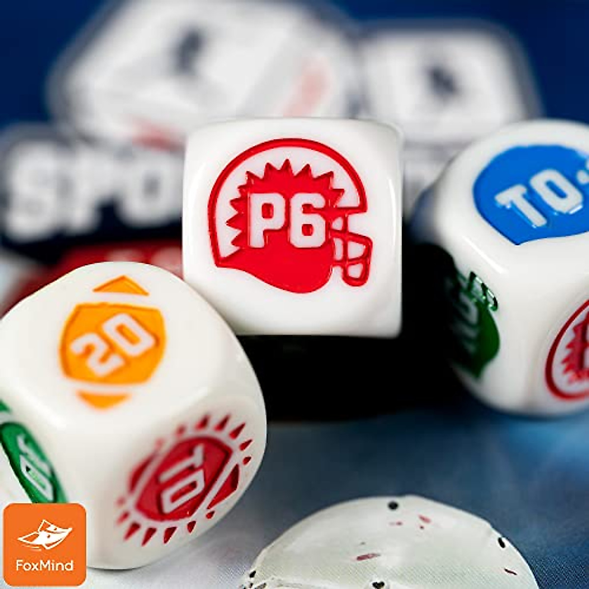 FoxMind Games: Sports Dice, Football, Roll Your Way to the End Zone, Easy to Learn, Fun to Play, Play with Up to 4 Players, For Ages 7 and up