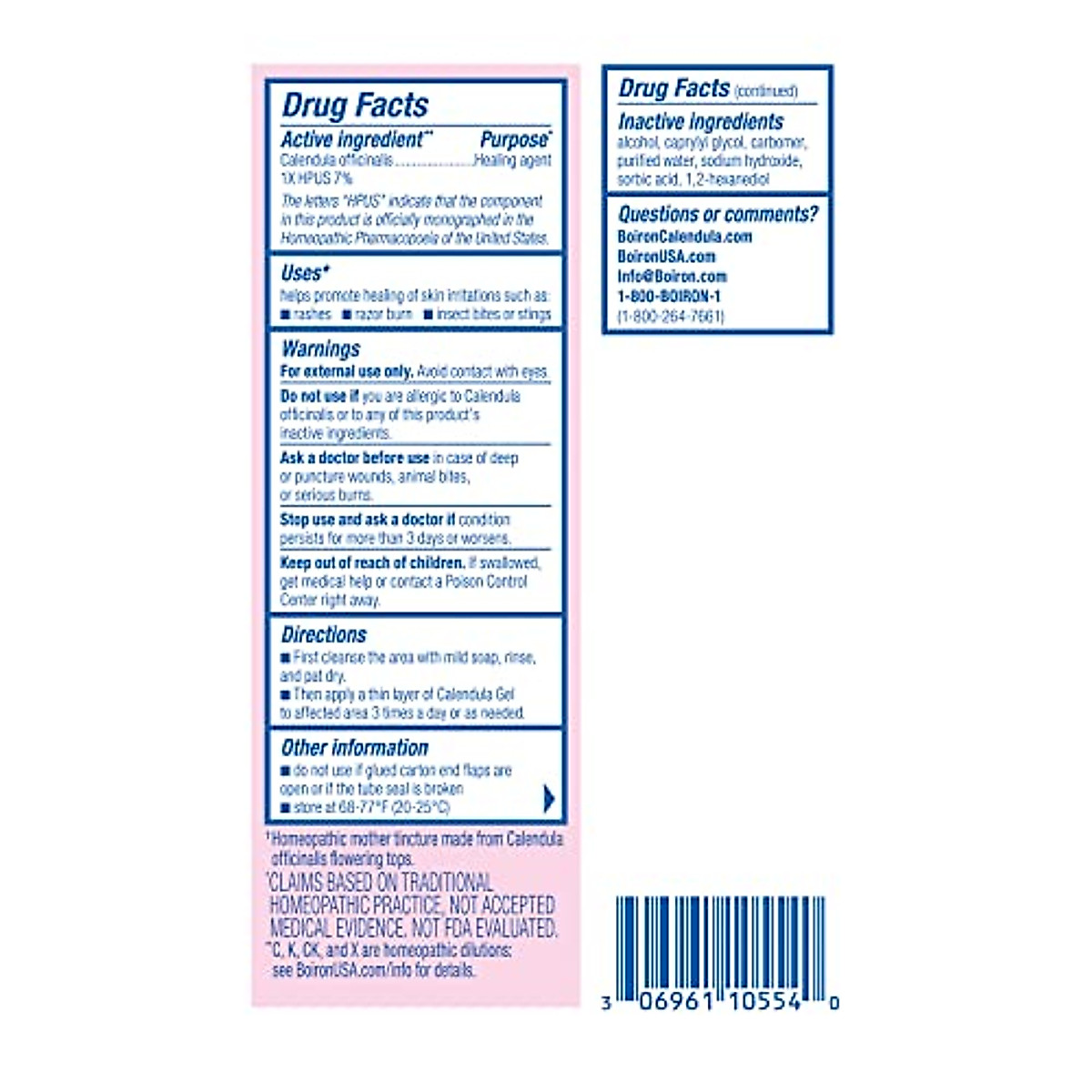 Boiron Calendula Gel for Relief from Rashes, Razor Burn, Insect Bites, or Sunburns - Non-Greasy and Fragrance-Free - 1.5 oz