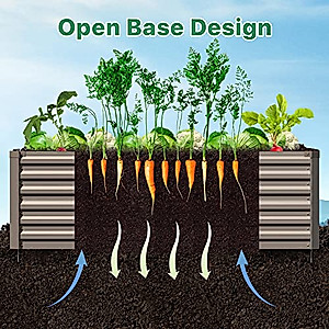 Galvanized Raised Garden Bed Kit For Outdoor , Vegetables , Flowers , Herbs , Steel Large Deep Root Tall Planter Box with 1Pc Gloves and Metal Fix Stake , Brown 6×3×2FT