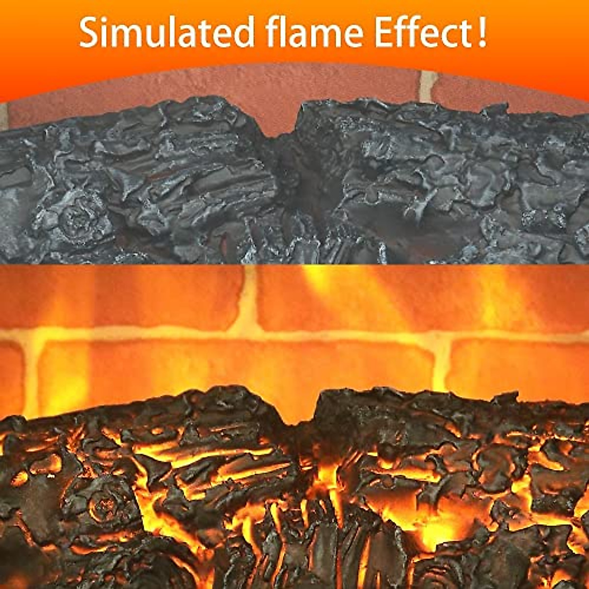 FRITHJILL Electric Fireplace Heater,1400w 18" Indoor Freestanding Fireplace Stove with Realistic Flame Effect